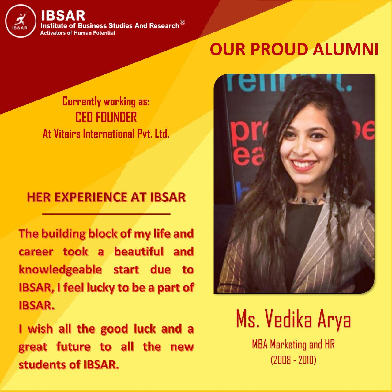 Testimonial | Institute of Business Studies & Research (IBSAR)